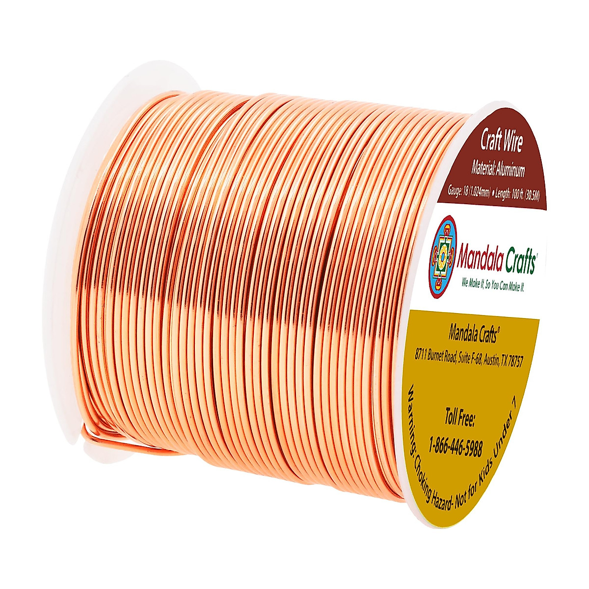 Mandala Crafts 12 14 16 18 20 22 Gauge Anodized Jewelry Making Beading Floral Colored Aluminum Craft Wire (18 Gauge, Copper)