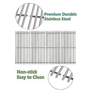 Solid Stainless Steel BBQ Grill Grates for Bull Most Models 19.25" x 7.5" OEM 16517, Outlaw 26038,26039, Steer Premium 69008,69009, Lonestar Select 87048,87049, 7 Burner Premium 18248,18249, Set of 4