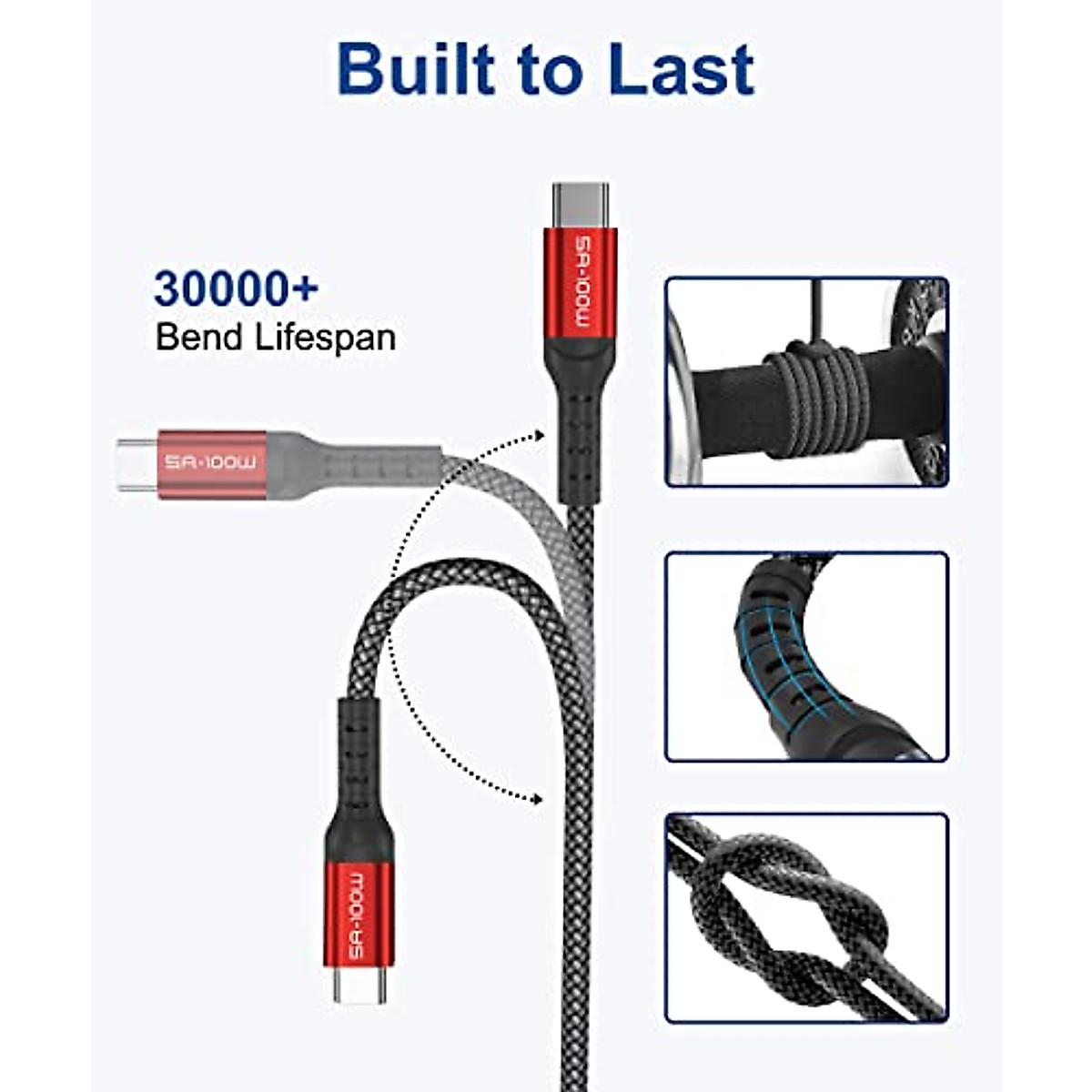 Meboyz 3 Pack 100W USB C to USB C Cable 10ft+6ft+3ft, Type C to Type-C Cable, USBC to USB-C Fast Charging Cable Compatible with MacBook Air/Pro, iPad Pro 12.9/11/Air, Samsung Galaxy S22/21/20/Note20