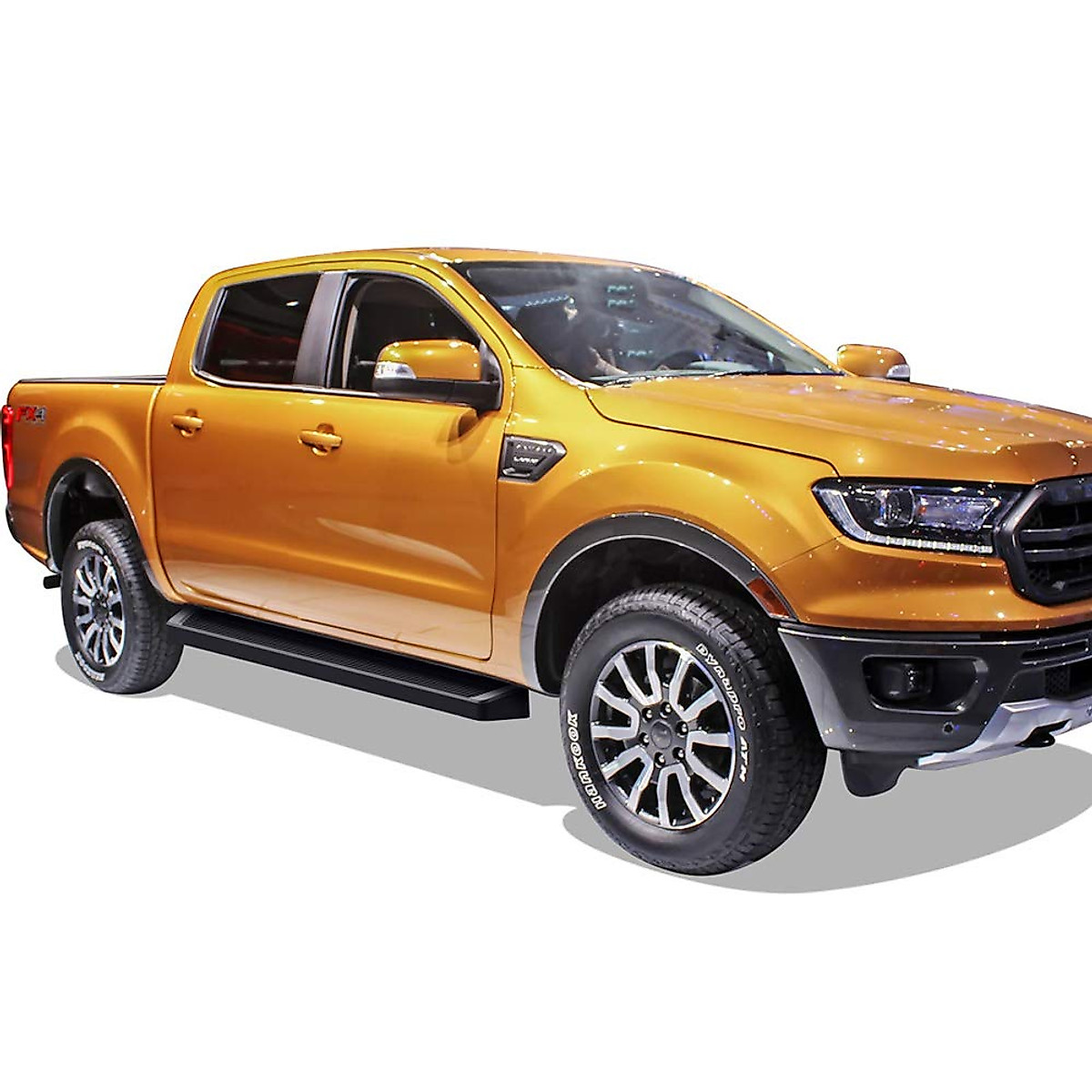 APS 6in Black Running Boards Compatible with Ford Ranger SuperCrew Cab 19-23