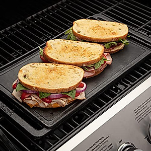 Cuisinart CCP-2000 Reversible Cast Iron Grill & Griddle Cookware Plate, Ribbed Grill & Smooth Flat Top Griddle, Black