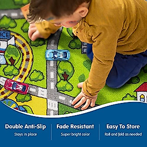 Booooom Jackson Kids Car Carpet Playmat Rug 60"x32",Train Car Rug,Car Mat for Kids Toy Cars,City Kids Car Rug Play Mat,Non Slip Kids Rug for Playroom Bedroom Boys,Children Play Area Rug Cars,Road Rug