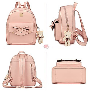 MACCINELO Cute PU leather 3pcs set backpack mini purse shoulder bag for women girls Rucksack for Ladies Shoulder Bag over 5 years old