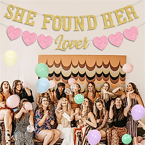 She Found Her Lover Decorations, Bachelorette Bridal Shower Party Decorations, She Found Her Lover Banner 6 PCS Four-Leaf Clover Paper Garland Background for Engagement Hen Party Supplies