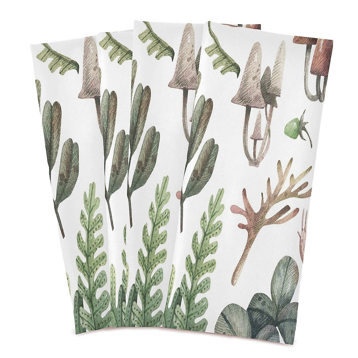 Kigai Kitchen Towels Set of 4, Retro Plants Highly Absorbent Dish Towels Reusable Cleaning Cloths Washable Tea Towels Hand Towel 28 x 18 Inch