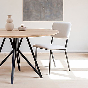 SUSUO Industrial Style Dining Table, 47.2" L x 47.2" W Rustic Solid Wood Dining Table with Black Metal Legs, Industrial Home Office Kitchen Furniture