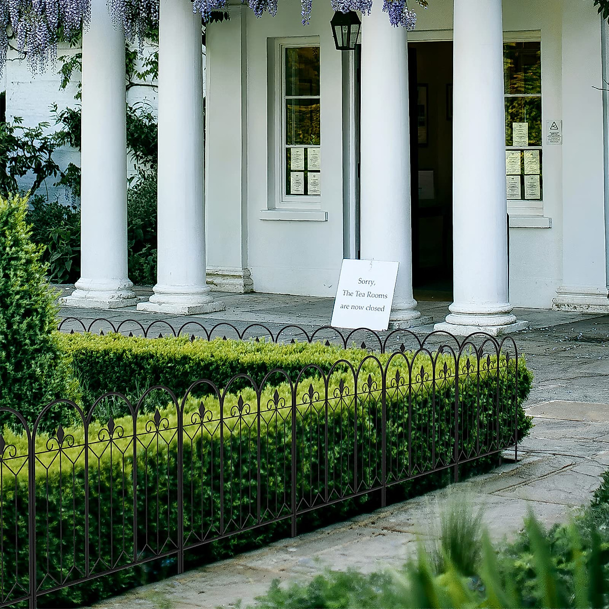 Mingyall Decorative Garden Fence, 10FT x 31.5IN Outdoor Metal Wire Border Panels, Iron Flower Bed Fencing Animal Barrier for Yard, Garden, Landscape Fences for Dogs, Black, 5 PCS