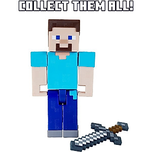 Mattel Minecraft Craft-A-Block Biome Builds Steve Figure, Authentic Pixelated Video-Game Character, Action Toy to Create, Explore and Survive, Collectible Gift for Fans Age 6 Years and Older