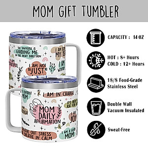 FROOBLEQUIRK Mom Daily Afirmations Tumbler, 14oz Mother's Day Cup – Perfect for Mother's Day, Birthday, or Christmas Gifts from Daughter or Son