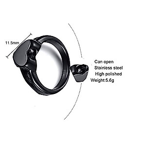 MEMORIALU Stainless Steel Black Heart Shape Urn Ring for Ashes Cremation Memorial Jewelry (9)