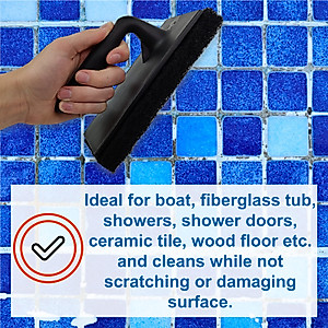 BILLY BUCKSKIN HOME & BEAUTY Pool Whiz 8"x4" Tile Spa and Bath Scrubber, Heavy Duty Scrub Sponger, Nylon Bristles, Silver, Medium Firmness, Pool Cleaning Brush, Pack of 1