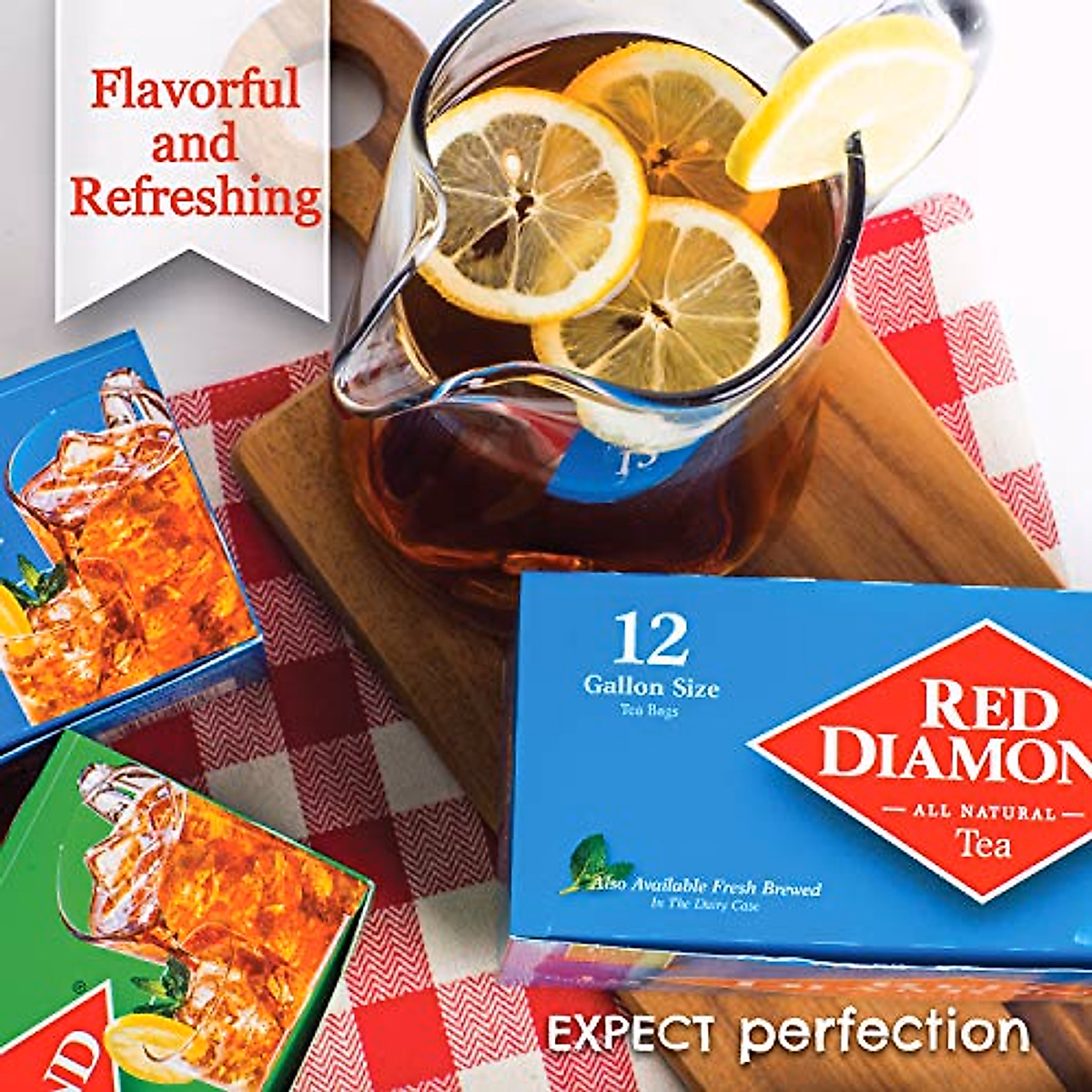 Red Diamond Iced Tea Bags, Decaffeinated, Family Size Tea Bags, Delicious And Freshly Brewed Taste, Special Premium Blend, 24 Count (Pack of 6)