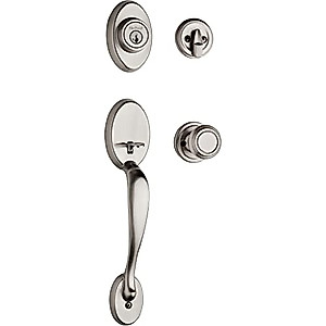 Kwikset 800CEXCN 15 SMT CP Chelsea Single Cylinder Handle set with Cameron Knob Featuring SmartKey, Satin Nickel