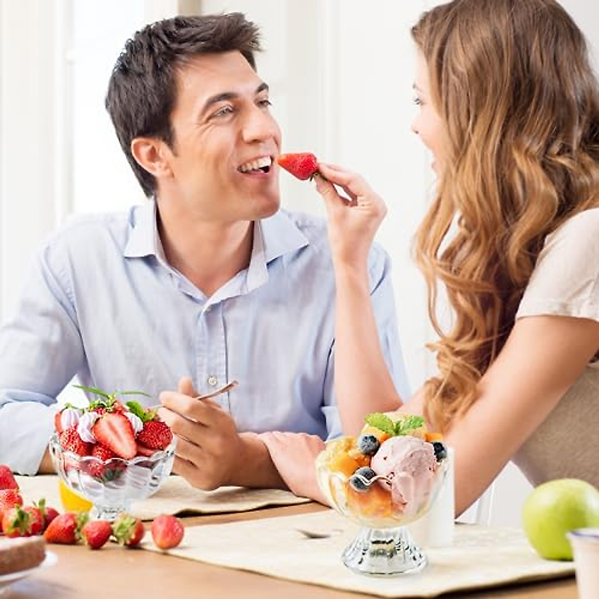 6 Pack Glass Dessert Cups with Spoons, Hlukana 5 oz Ice Cream Cups, Small Cute Dessert Bowls, Ice Cream Bowls for Birthday Party, Sundae Bar, Perfect for Dessert, Sundae, Fruit, Salad, Snack, Cocktail