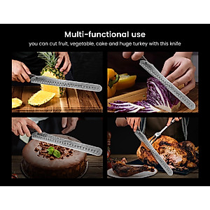 SYOKAMI Multifunction Carving Knife, 12 Inch High-Carbon Japanese Style Brisket Knife with Wood Handle, Damascus Pattern Full Tang Design, Razor Sharp Slicing Knife for Meat Cutting with Gift Box