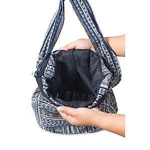 ChuanChom Naka Sling Crossbody Boho Handbag Hand Woven Fabric Crossbody Bags For Women (ฺBlack-White No.2)