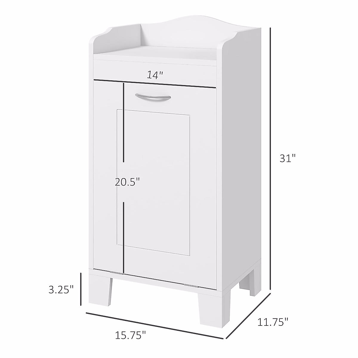 HOMCOM 31" Tilt Out Laundry Hamper, Free Standing Home Organizer Hamper, Bathroom Storage Cabinet, White