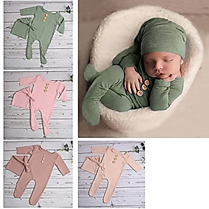 Newborn Photography Boy Outfit Baby Boy Girls Photo Shoot Costume Crochet Clothes Hat Pants Baby Prop Photoshoot(light green)