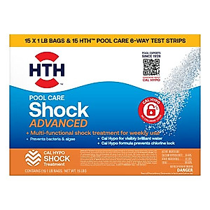 HTH 52125 Swimming Pool Shock Advanced - 15 Pack of 1lb Bags for Crystal Clear Water