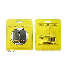 QQQ Black Fiber Yellow Stripe Gaming Gloves for Sweaty Hands Finger Sleeves for Mobile Game Controllers (Pack of 2) Anti-Sweat Breathable Thumb Finger Sleeve for PUBG, Rules of Survival, Free Size