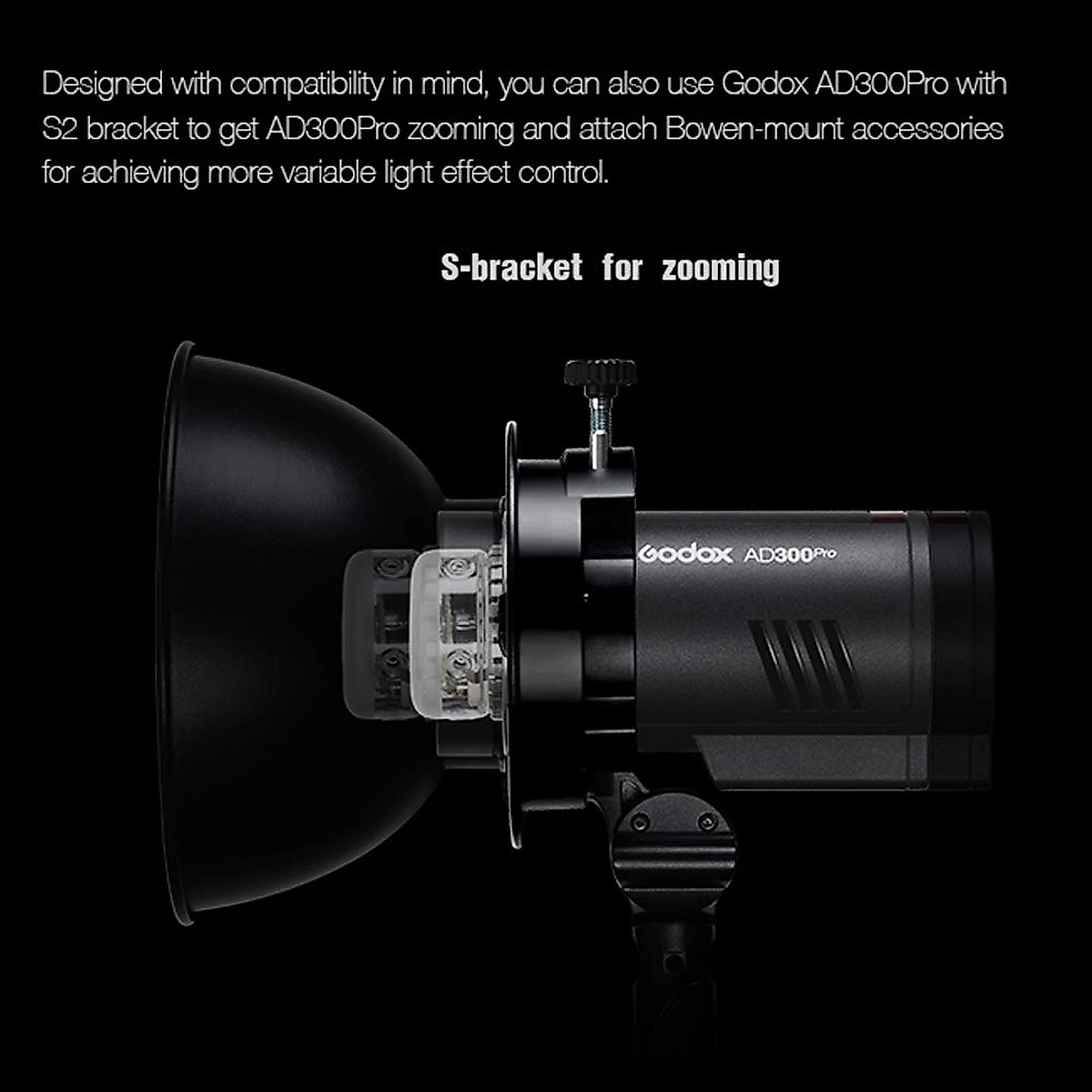 Godox AD300 Pro Outdoor Flash Strobe, 300Ws 2.4G TTL Flash Monolight, 1/8000 HSS, 2600mAh Lithium Battery, 12W Bi-Color LED Modeling Light for Wedding Portrait Studio Photography