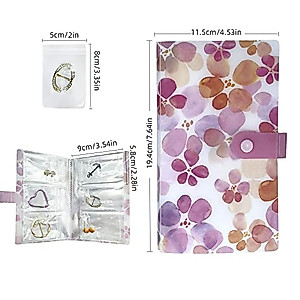 ROPAKED Beautiful Jewelry Storage Book with Pockets 120 Slots and 60 Pcs Clear Small Plastic Bags Ring Earring Organizer Book Card Holder Travel Pouch for Jewelry (Flower)