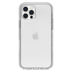OtterBox iPhone 12 & iPhone 12 Pro Symmetry Series Case - STARDUST (SILVER FLAKE/CLEAR), ultra-sleek, wireless charging compatible, raised edges protect camera & screen