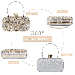 SUKUTU Gorgeous Women Sparkling Evening Bag Rhinestone Beaded Clutch Purse Glitter Bridal Prom Party Handbag