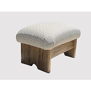 KR Ideas Padded Foot Stool 9" Luxury Fabrics (Made in The USA) (Winter Field - Maple Stain)
