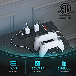 Bestier 70 inch Gaming TV Stand with Power Outlets, LED Entertainment Center for 70/75/80/85 Inch TV, Modern TV Cabinet for PS5 Xbox Console, TV Stand for Living Room Black