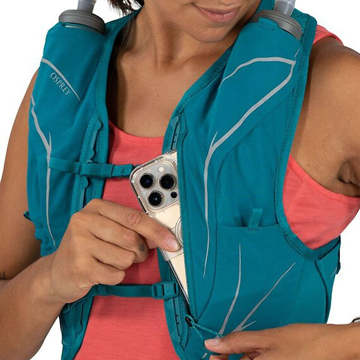 Osprey Dyna LT Women's Running Hydration Vest with Hydraulics Soft Flasks, Verdigris Green, Medium