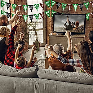 Doumeny 4 Pack Football Pennant Banner American Football Paper String Flag Sports Theme Party Banner Superbowl Paper Triangle Flag Game Day Paper Banner for Birthday Baby Shower Sport Club Party Decor
