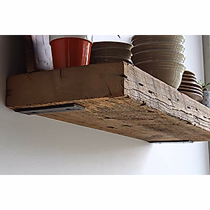 Urban Legacy Reclaimed Barn Wood Shelves | Amish Handcrafted in Lancaster, PA Rustic, Floating, Industrial, Brackets [ High Weight Capacity Set of 2 (Natural Low Profile Bracket, 36" x 11.5" x 3")