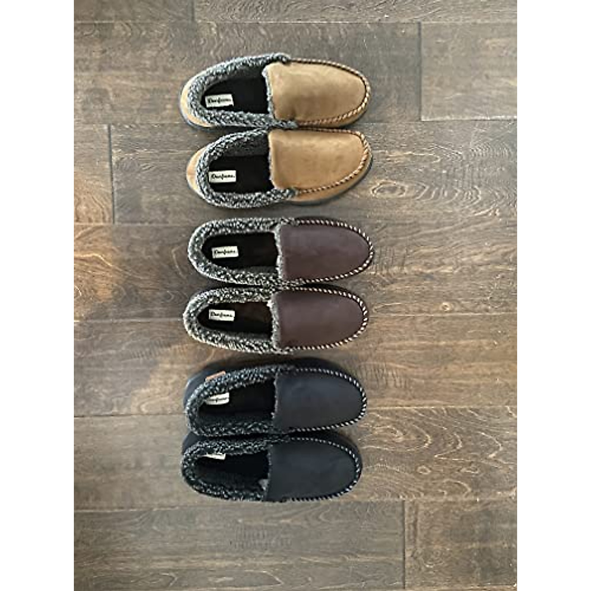 Dearfoams Men's Eli Microsuede Moccasin Slipper, Black, Medium, 80306