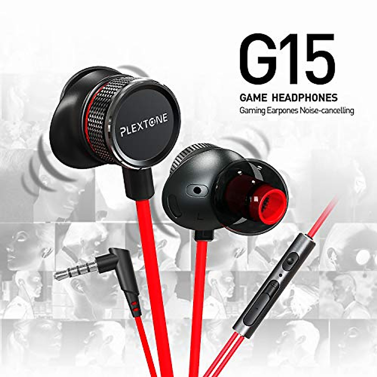 Gaming Earbuds Wired Earbuds in Ear Headphone with Mic and Volume Control for Gaming, 3.5MM Noise Cancelling Stereo Bass Gaming Earbuds for iPhone, Smartphone,Plextone G15 Nintendo Switch,