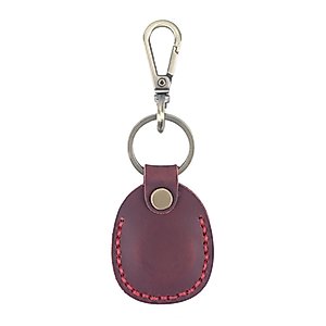 Temvue Access Card Holder Leather Air Tag Holder RFID Key Fob Bag Key Chains NFC Smart Key Tag Card RFID Pod ID card protector common access card cover (Brick Red)