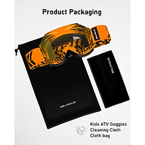 BELINOUS Kid Riding Goggles for ATV Dirt Bike Motorcycle Motorcross MX, UV Protectioin, Youth Dirt Bike Goggles for Kids 3-12 with Soft Strap, Orange