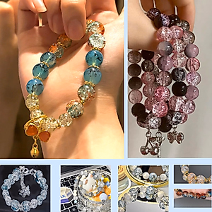 700pcs Crack Glass Beads for Jewelry Making -AIXPROBEAD 8MM Beads Bracelet Making Kit with Crystals, Charms, and Friendship Bracelet Beads - Jewelry Making Supplies for Adults and Girls