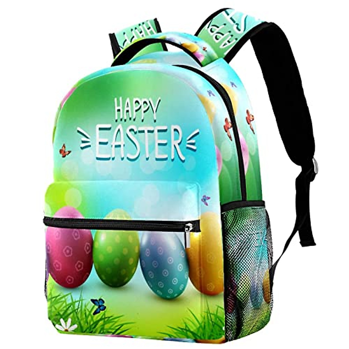 VBFOFBV Unisex Adult Backpack with for Travel Work, Happy Easter Egg Flowers