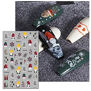 JMEOWIO 10 Sheets Christmas Nail Art Stickers Decals Self-Adhesive Pegatinas Uñas Snowflake Xmas Winter Holiday Cute Nail Supplies Nail Art Design Decoration Accessories