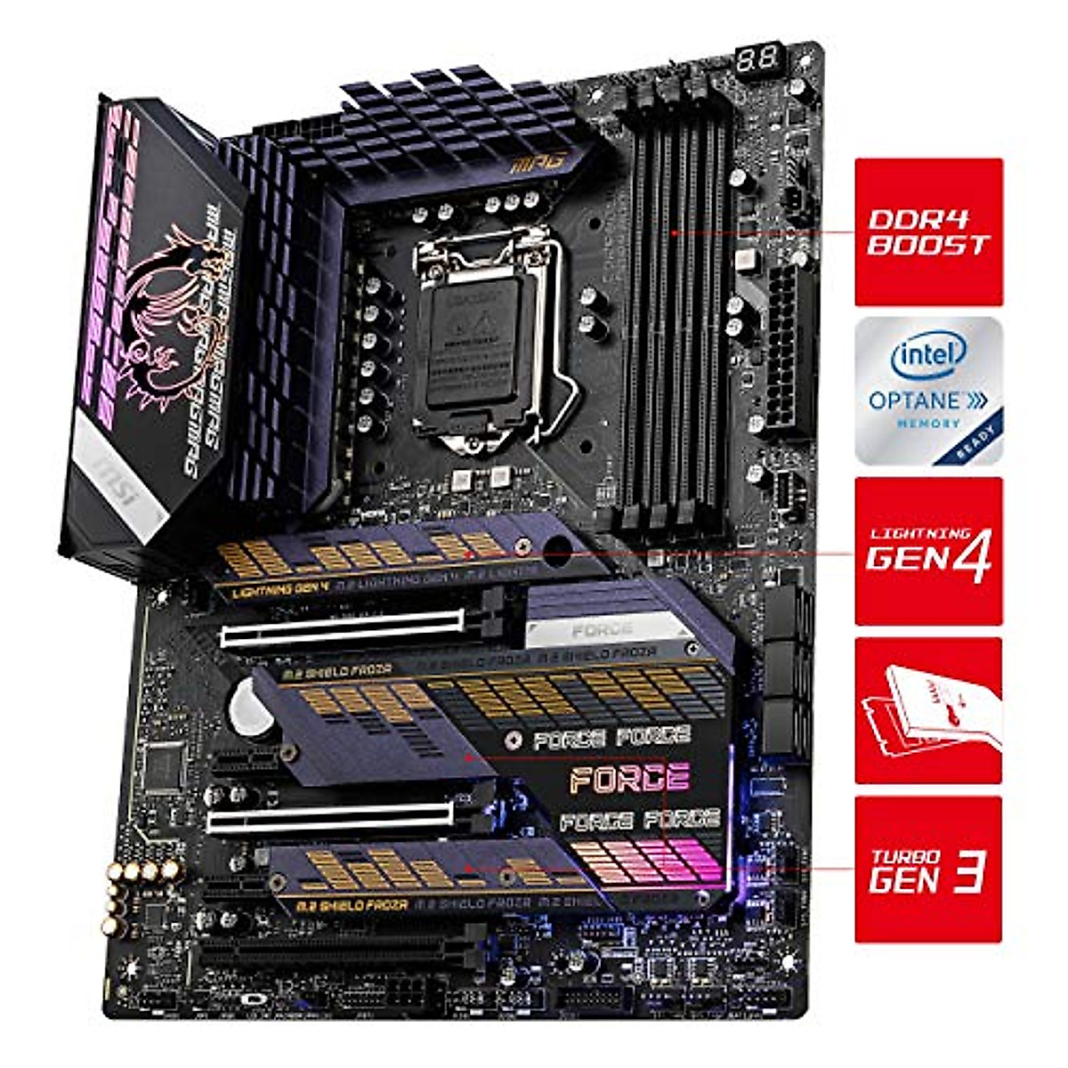 MPG MPG Z590 Gaming Force Gaming Motherboard (ATX, 11th/10th Gen Intel Core, LGA 1200 Socket, DDR4, PCIe 4, CFX, M.2 Slots, USB 3.2 Gen 2, DP/HDMI, Mystic Light RGB)