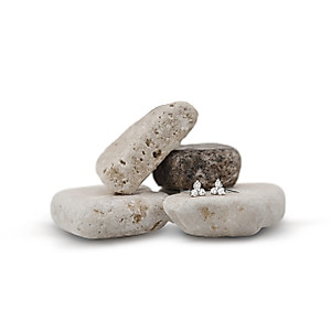 Solid 14k Gold Mini Lotus Cubic Zirconia Studs, Trefoil Trinity Triple Cluster Minimalist Earrings (White Gold)