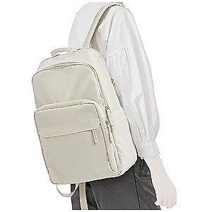 Laptop Backpack Women Teacher Backpack Work Computer Backpack with Laptop Compartment College Waterproof Anti Theft Backpack Casual Daypack Business Travel Backpack for Women Carry On Bag Beige