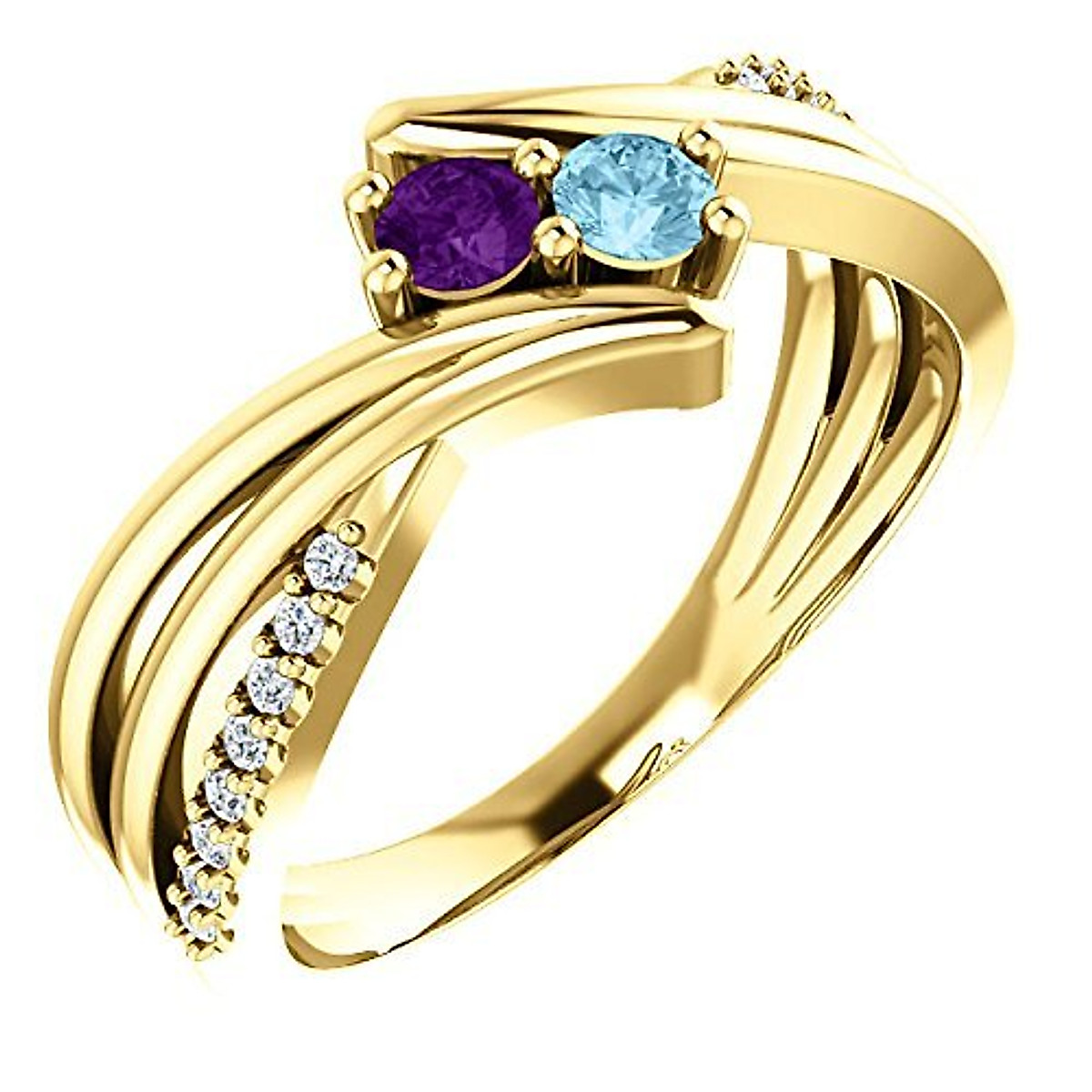 Family Mothers Ring 2 3 or 4 Birthstones Solid 10k Yellow (5)