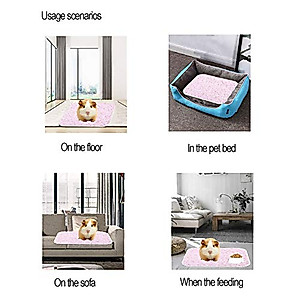 kathson 4 Pack Guinea Pig Cage Liner Hamster Cage Bedding Pad Reusable Pee Pads Super Absorbent Waterproof Food Mat for Small Animals