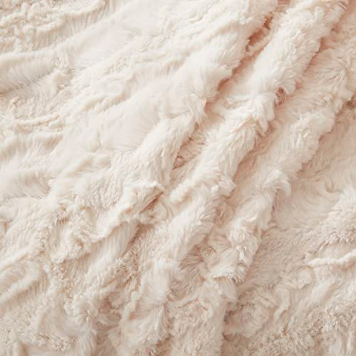 COZYART Faux Fur Throw Blanket for Couch - 50"x60" Cream Super Soft Plush Luxurious and Elegant with Comfy Reversible Microfiber Fluffy Blankets and Throws for Bed Home Decorative