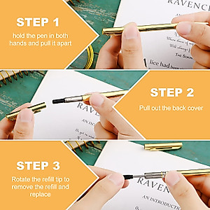 6 Pieces Metallic Ballpoint Pen Slim Retractable Ballpoint Pen Black Ink Metal Pen Mini Conical Ballpoint Pen and 6 Refills for Wedding Business Office Student Teacher, 1.0mm Medium Point (Gold)