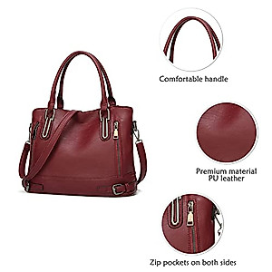 DIRRONA Classic Womens Handbag Ladies Shoulder Bag Casual Messenger Bag Tote Bag Work Travel Women Bag PU Leather Red