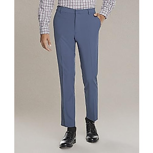 Van Heusen Men's Stain Shield Stretch Slim Fit Flat Front Dress Pant, Blueberry Dust, 30W x 32L