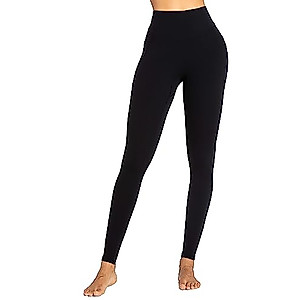 Sunzel No Front Seam Workout Leggings for Women with Pockets, High Waisted Compression Yoga Pants with Tummy Control 28" Black Medium